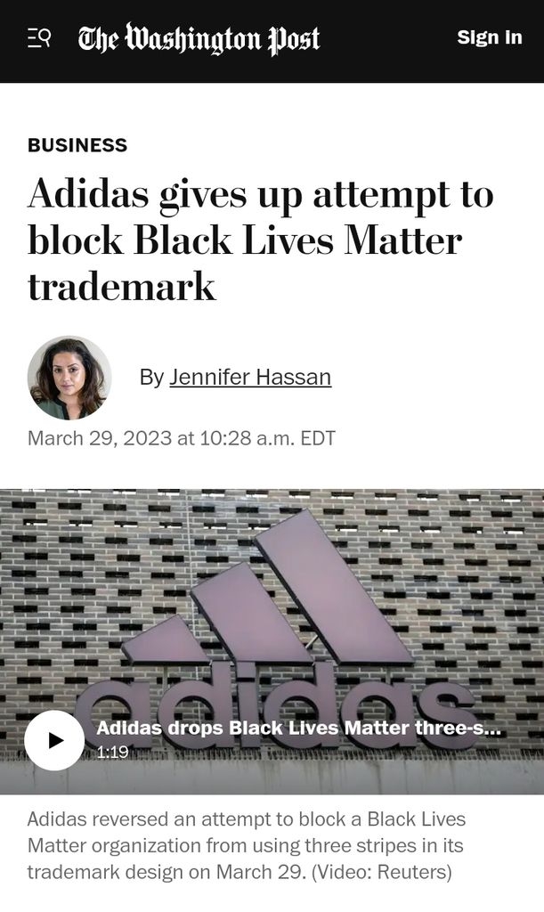 BLM新註冊三間商標 Adidas 48小時內改變立場撒回異議 - 時事台 - 香港高登討論區
