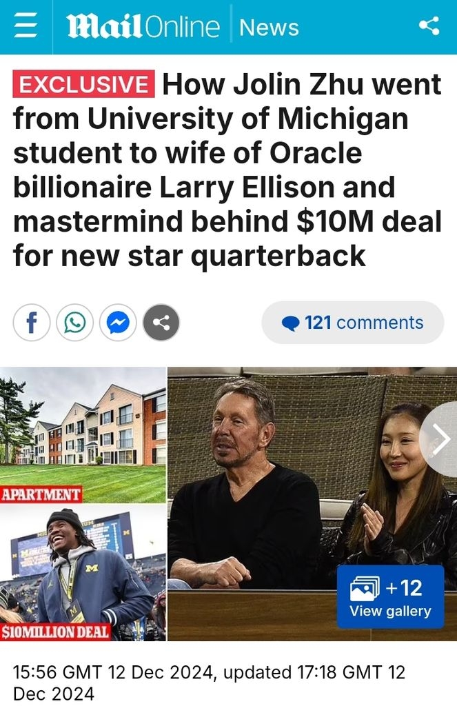 億萬富豪甲骨文80歲老闆Larry Ellison再婚 33歲中國大波嫩妻曝光 - 時事台 - 香港高登討論區