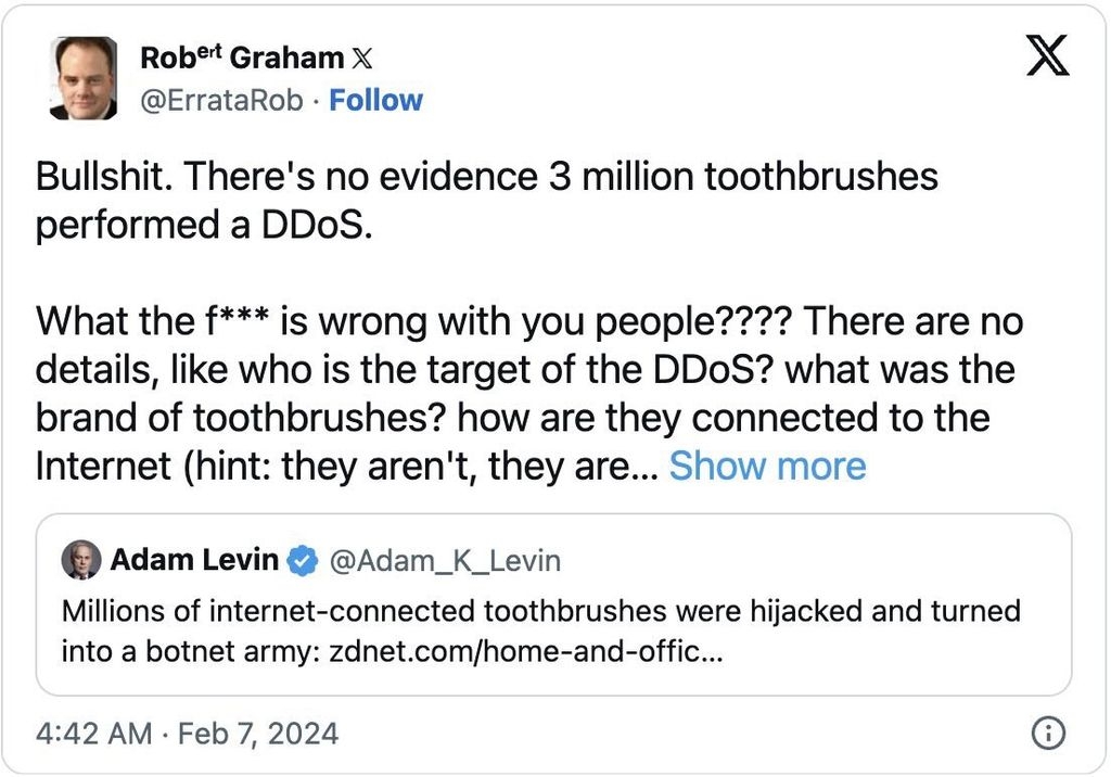 300 萬支智能牙刷被感染木馬 被黑客利用 向瑞士網站進行DDoS攻擊 - 時事台 - 香港高登討論區